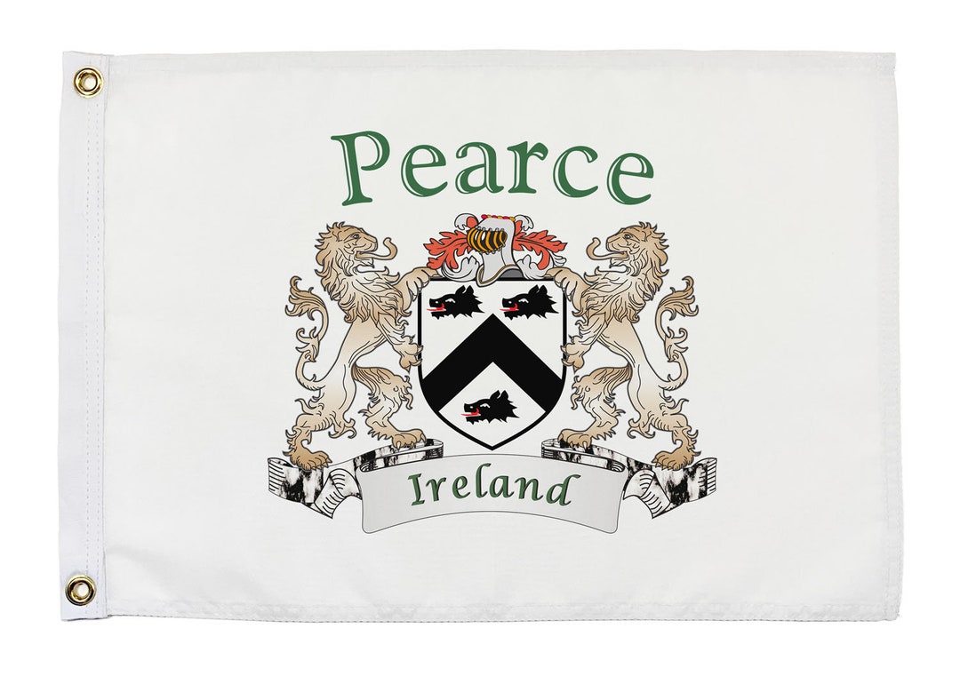 Pearce Irish Coat of Arms Small White Flag - 12"x18" Inches - Etsy