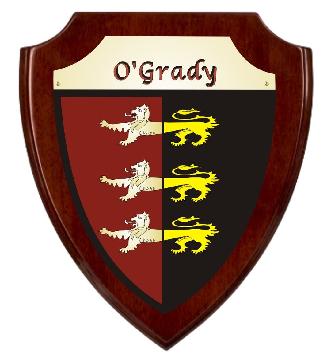 O'grady Irish Coat of Arms Shield Plaque - Rosewood Finish - Etsy