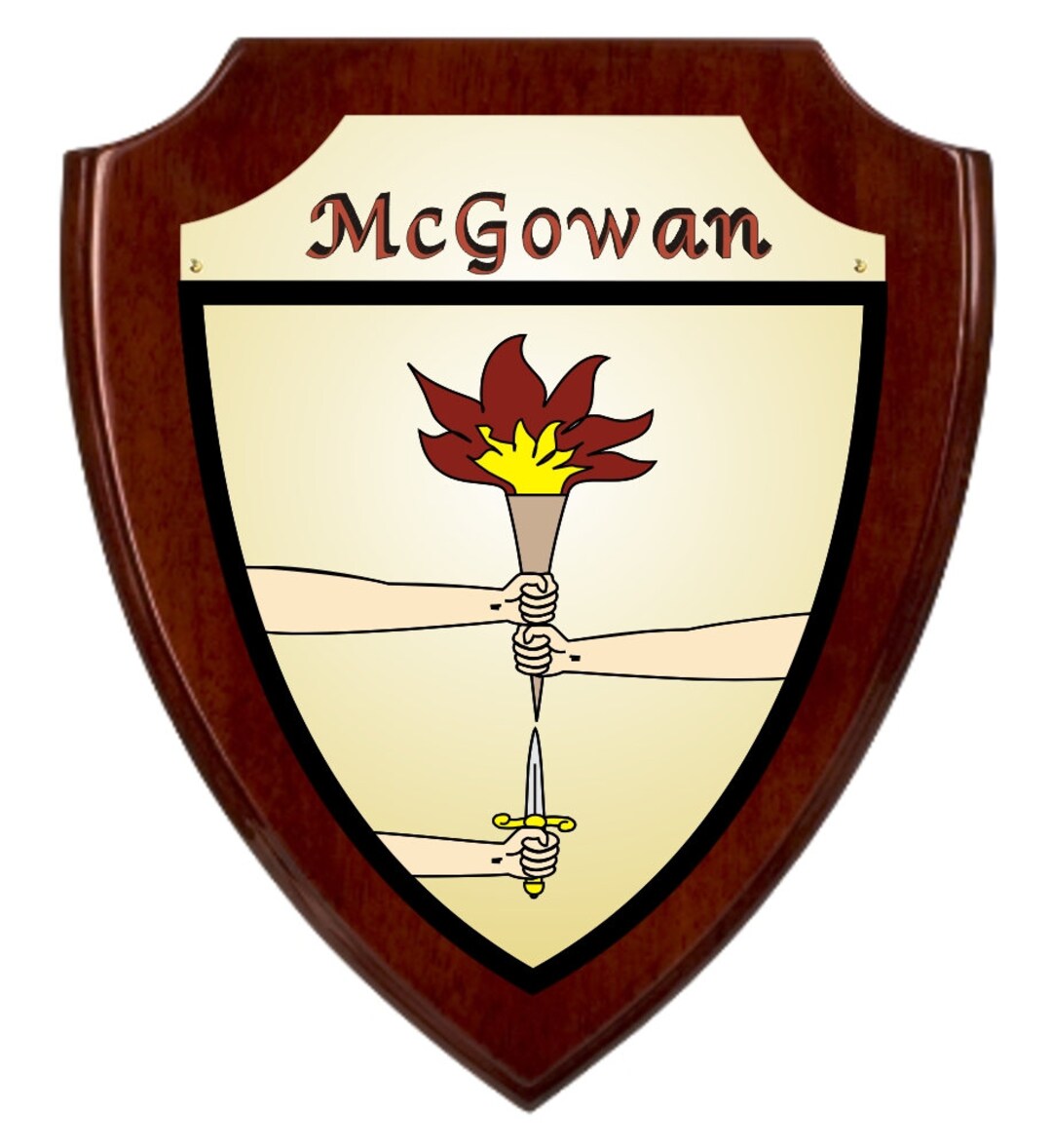 Mcgowan Irish Coat of Arms Shield Plaque Rosewood Finish - Etsy