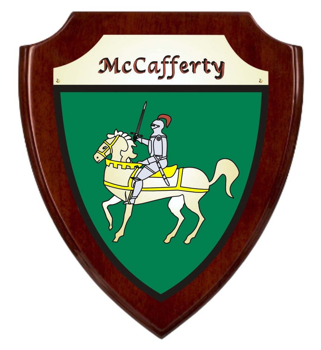 Mccafferty Irish Coat of Arms Shield Plaque Rosewood Finish - Etsy