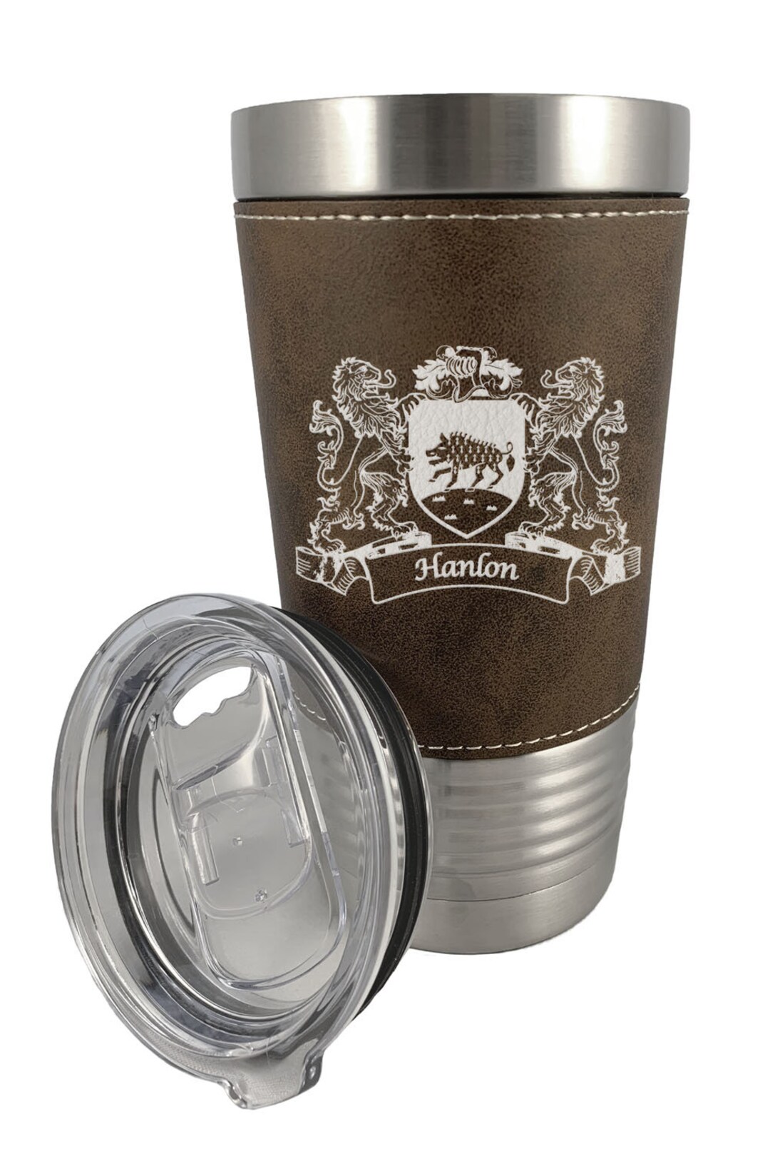 Hanlon Irish Coat of Arms Leather Travel Mug - Etsy
