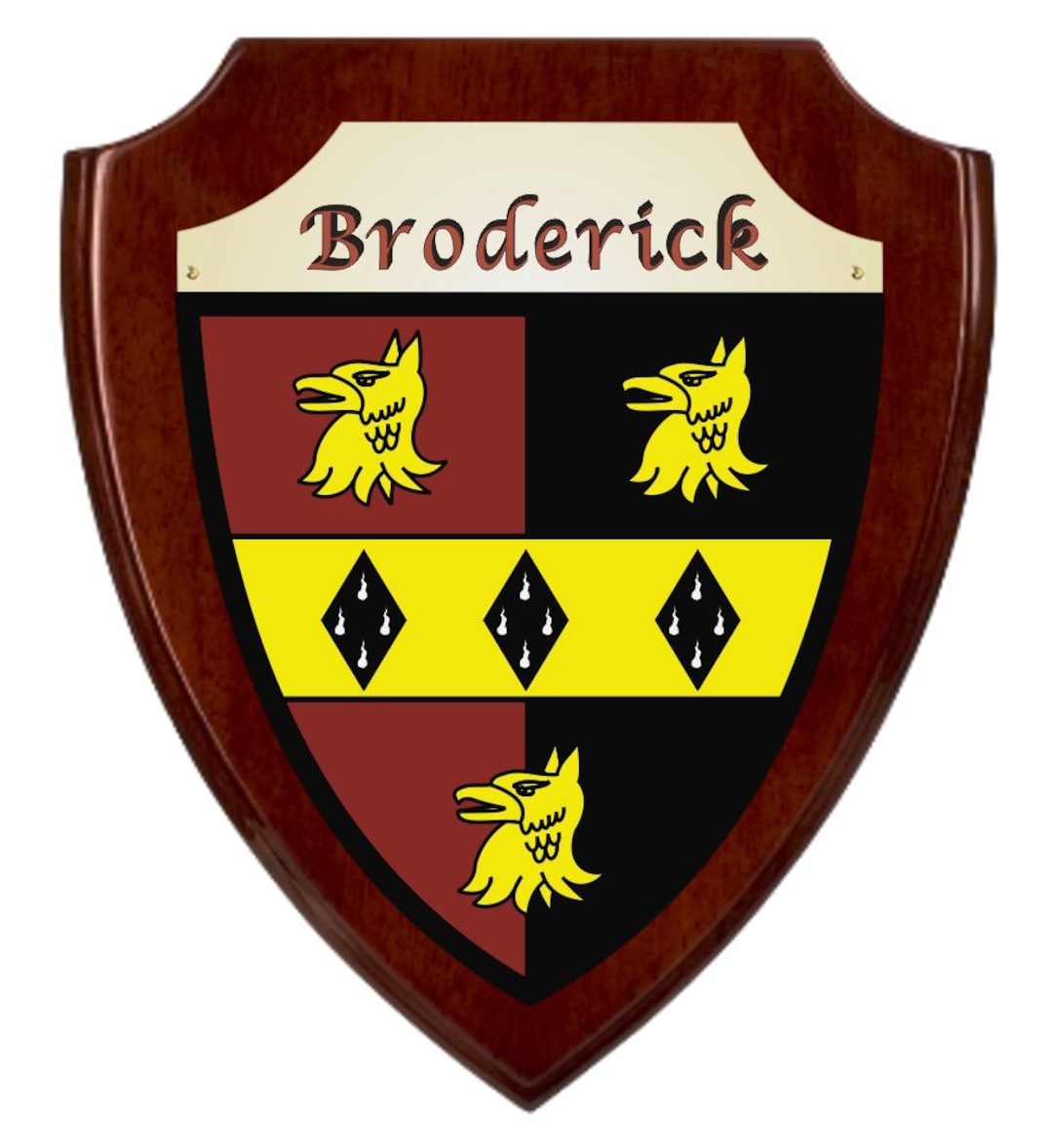 Broderick Irish Coat of Arms Shield Plaque Rosewood Finish - Etsy