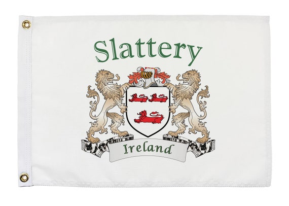 Slattery Irish Coat of Arms Small White Flag | Etsy