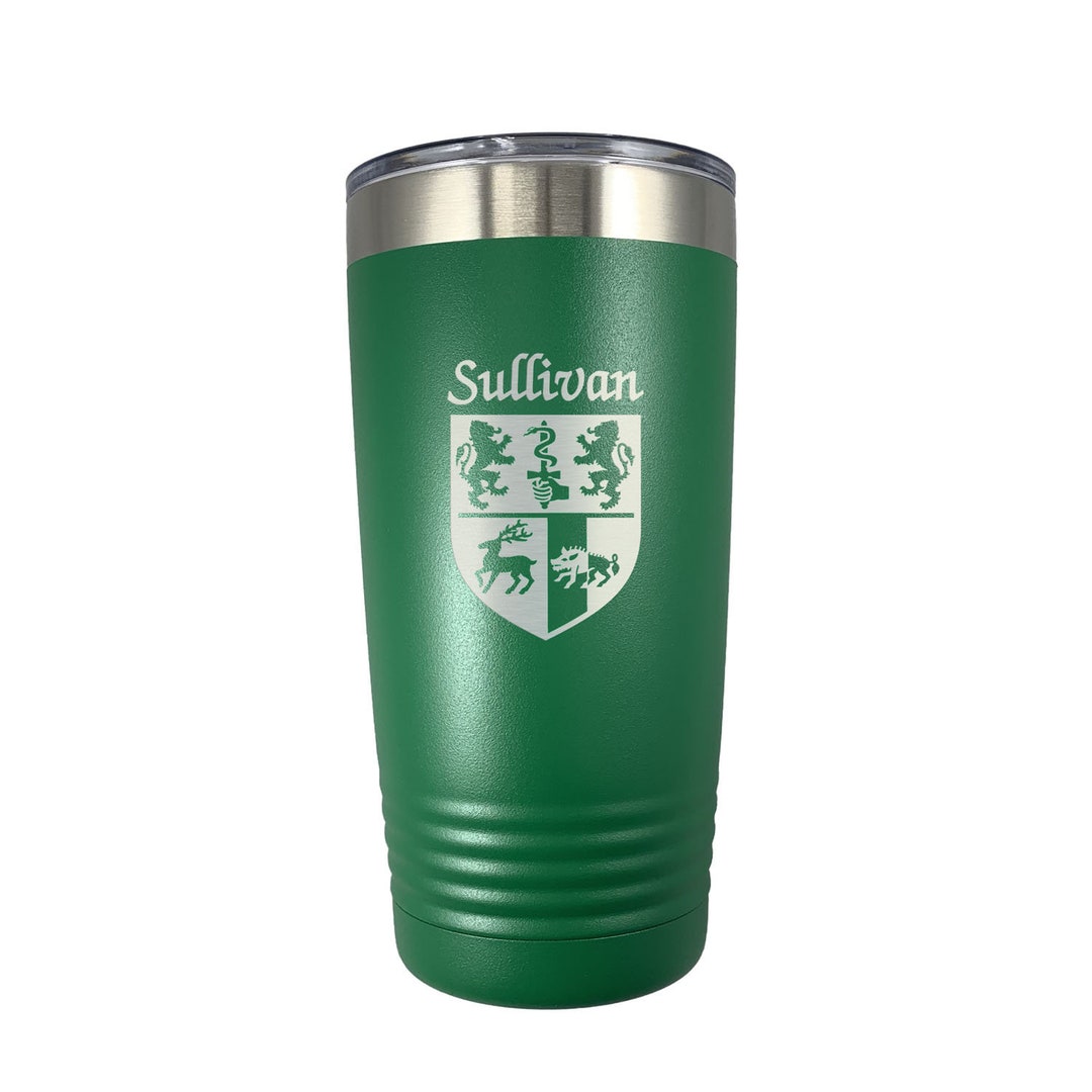 Sullivan Irish Coat of Arms Stainless Steel Green Travel Tumbler - Etsy