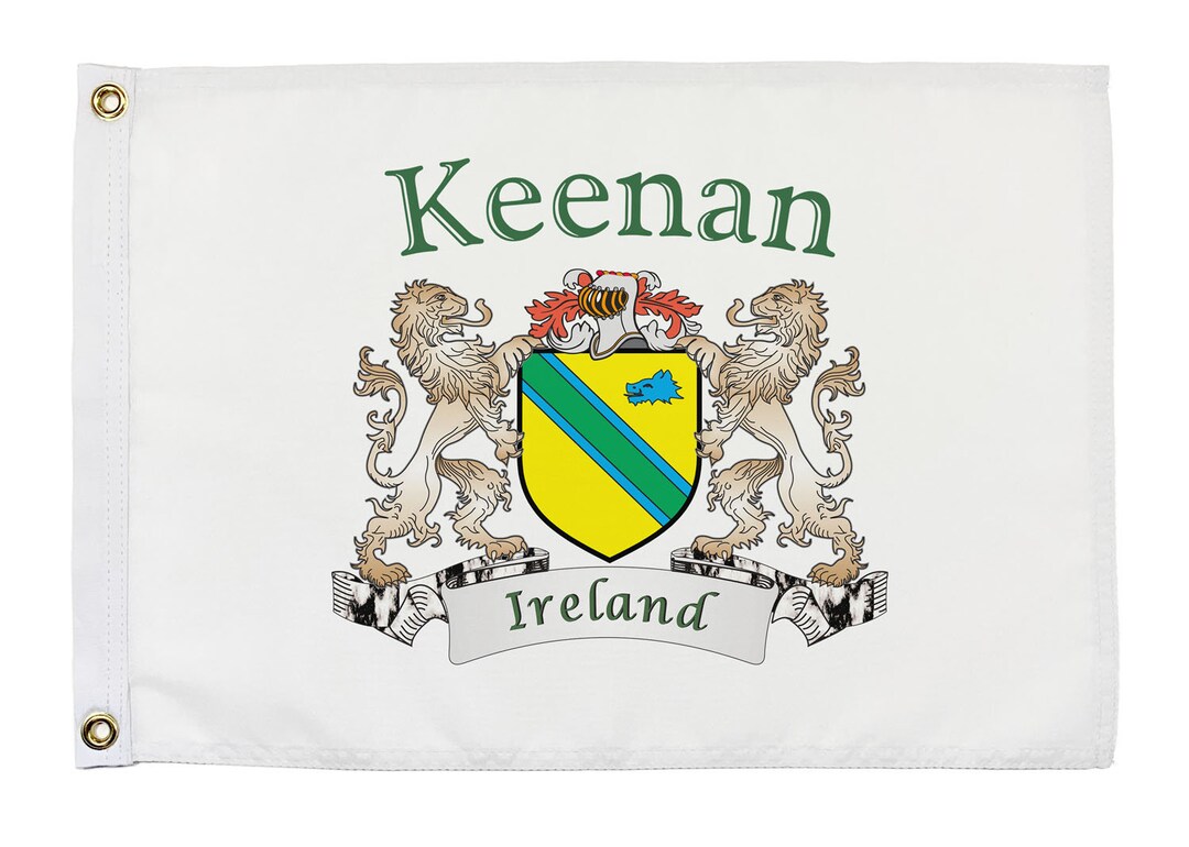 Keenan Irish Coat of Arms Small White Flag 12x18 - Etsy