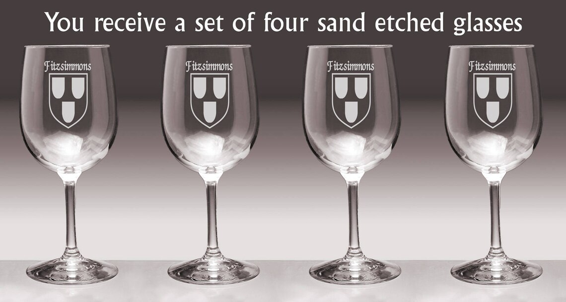 Fitzsimmons Irish Coat of Arms Wine Glasses Set of 4 sand - Etsy