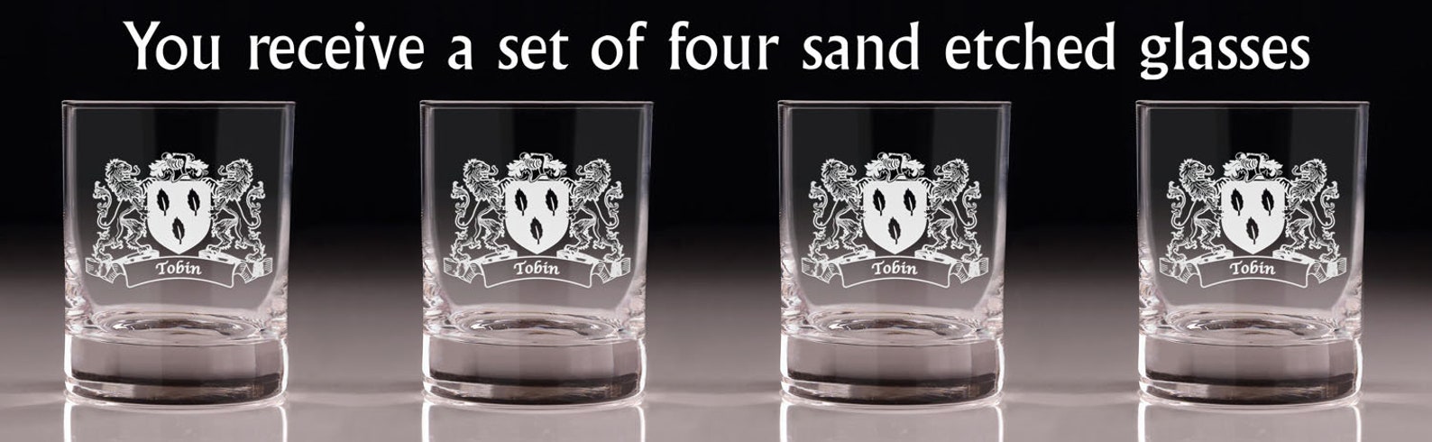 Tobin Irish Coat of Arms Old Fashioned Tumblers Set of 4 | Etsy