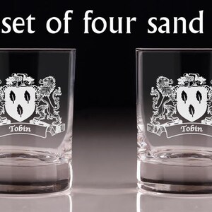 Tobin Irish Coat of Arms Old Fashioned Tumblers Set of 4 | Etsy