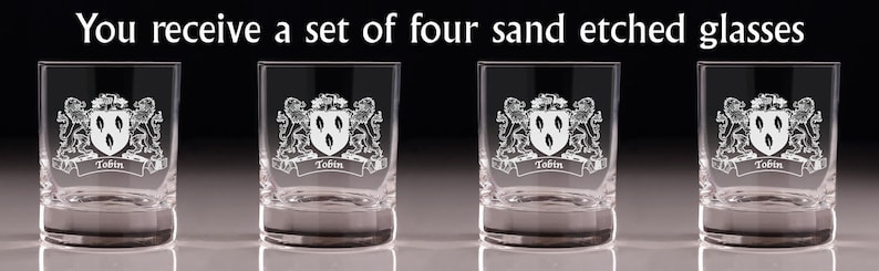 Tobin Irish Coat of Arms Old Fashioned Tumblers Set of 4 | Etsy