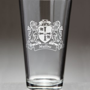 Mullins Irish Coat of Arms Lions Pint Glasses Sand Etched | Etsy