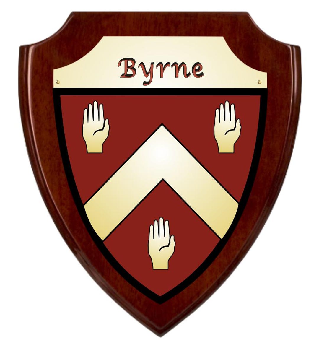 Byrne Irish Coat of Arms Shield Plaque - Rosewood Finish - Etsy