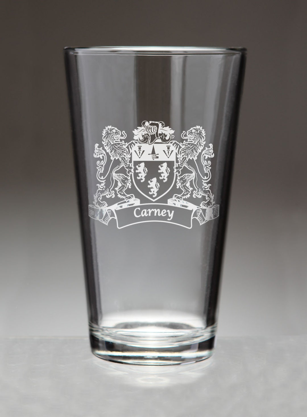 Carney Irish Coat of Arms Lions Pint Glasses sand Etched - Etsy