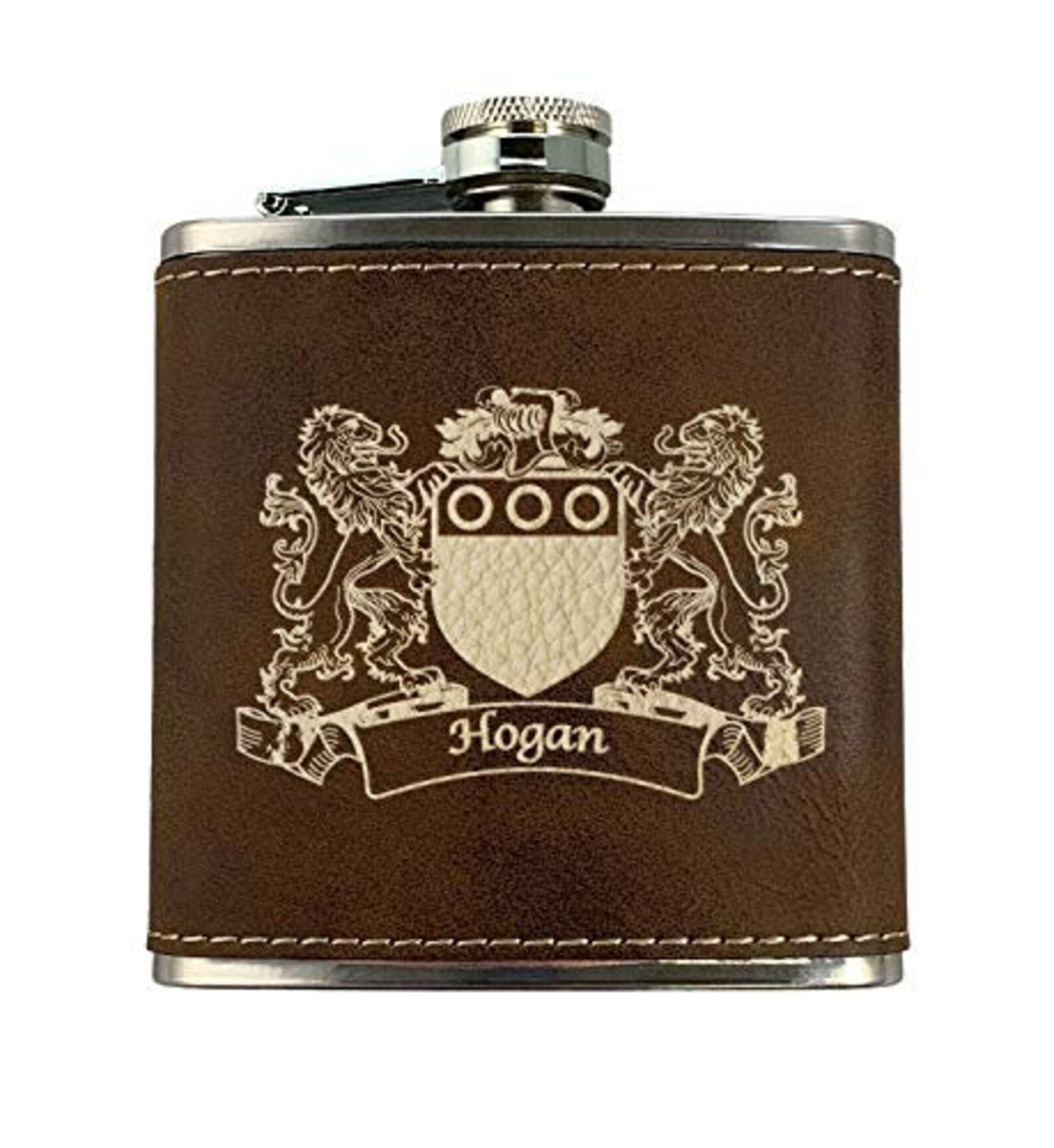 Hogan Irish Coat of Arms Leather Flask Rustic Brown | Etsy