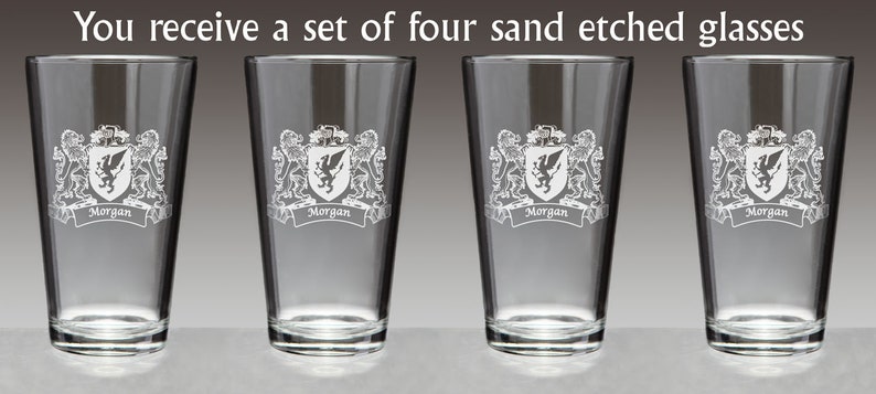 Morgan Irish Coat of Arms Lions Pint Glasses sand Etched | Etsy