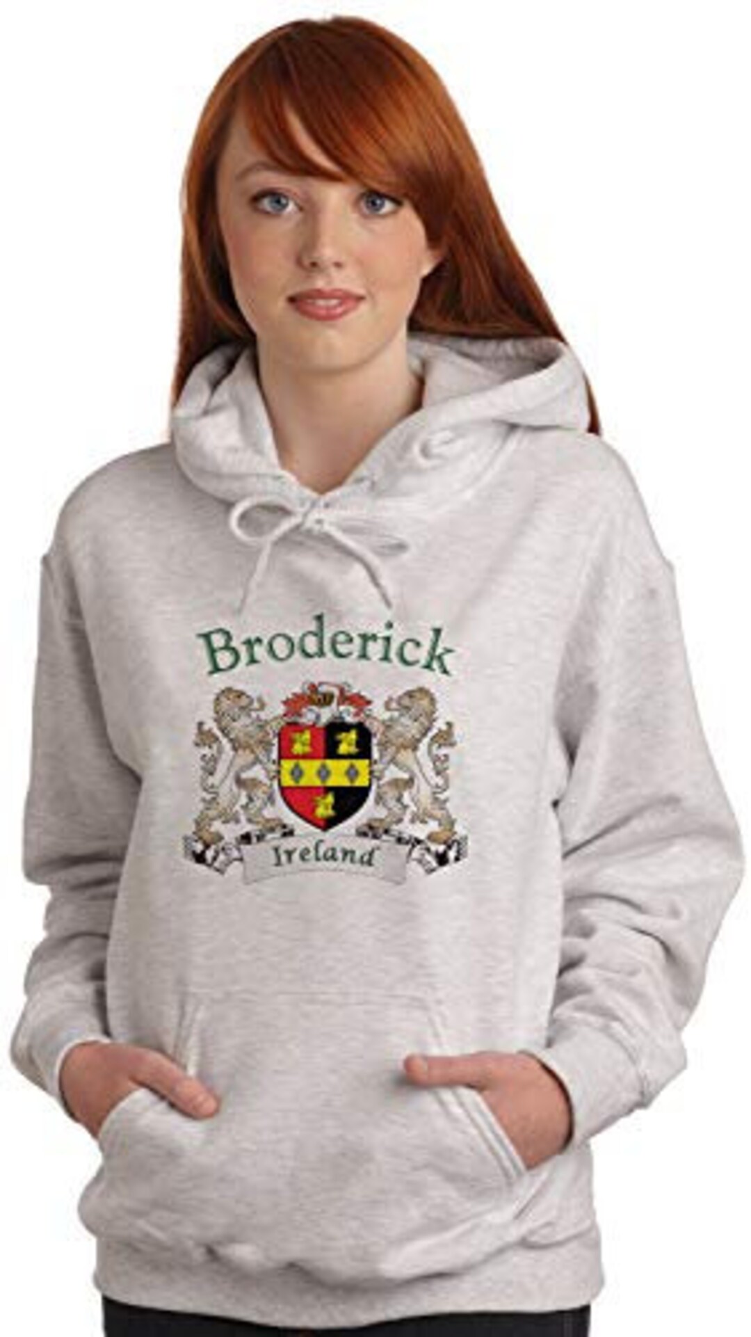 Broderick Irish Coat of Arms Ash Hooded Sweatshirt - Etsy