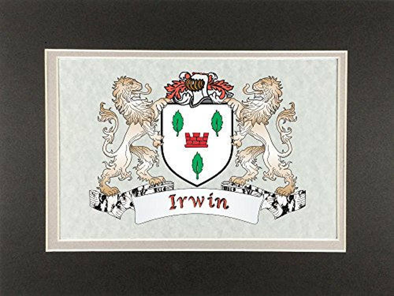 Irwin Irish Coat of Arms Print Frameable 9 x 12 | Etsy