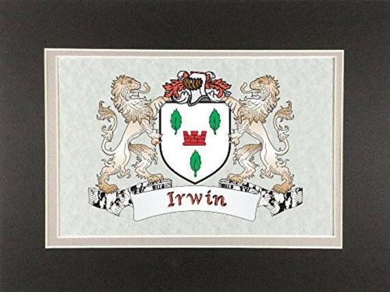 Irwin Irish Coat of Arms Print Frameable 9 x 12 | Etsy