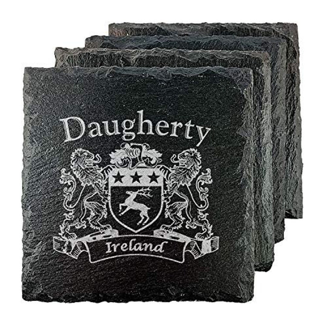 Daugherty Irish Coat of Arms Slate Coasters Set of 4 - Etsy