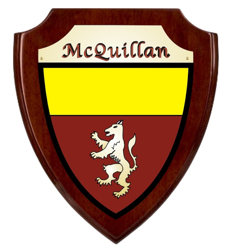 Mcquillan Irish Coat of Arms Shield Plaque - Rosewood Finish - Etsy