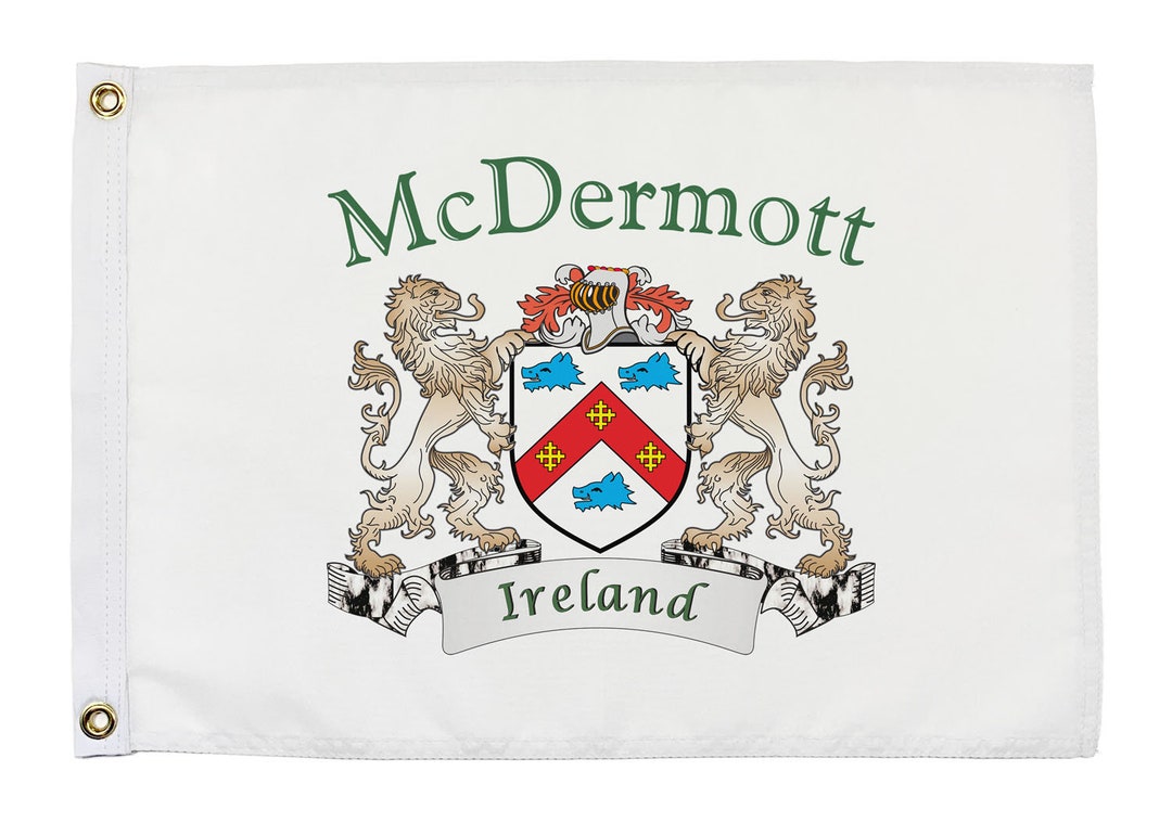 Mcdermott Irish Coat of Arms Small White Flag 16x10.5 Inches - Etsy