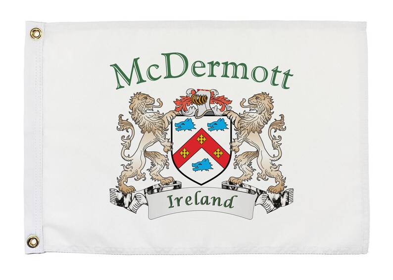 Mcdermott Irish Coat of Arms Small White Flag - Etsy