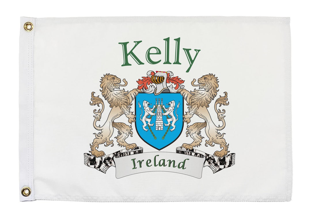 Kelly Irish Coat of Arms Small White Flag - 16"x10.5" Inches - Etsy