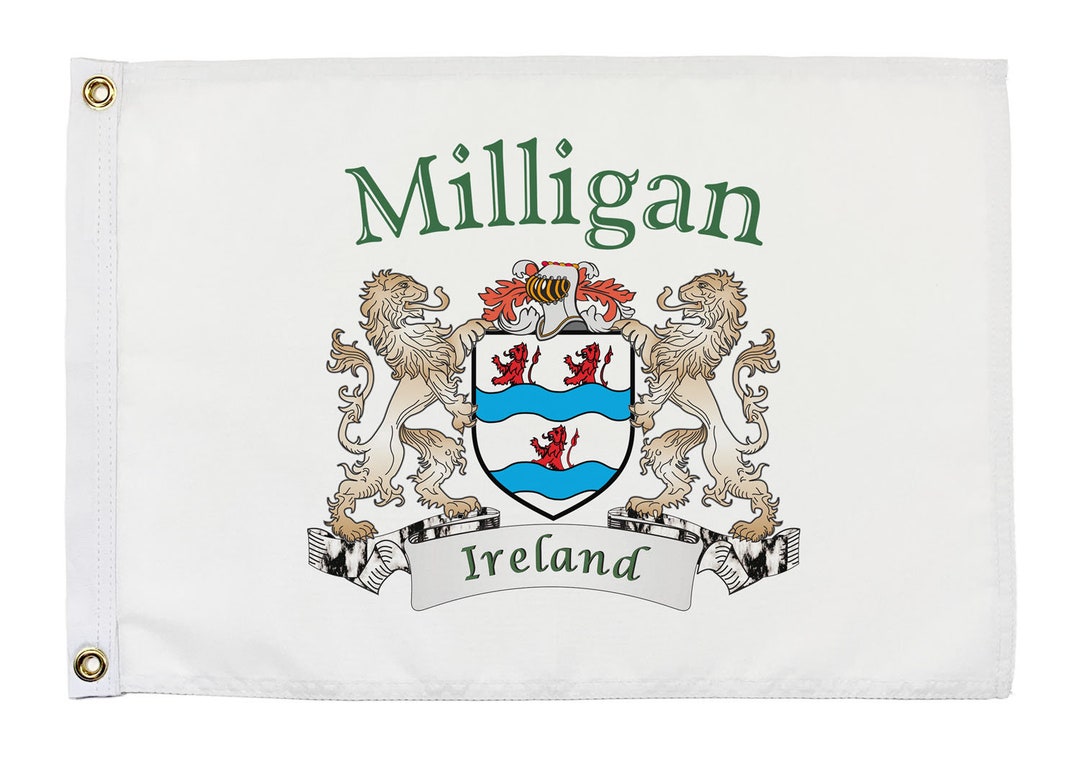Milligan Irish Coat of Arms Small White Flag - Etsy