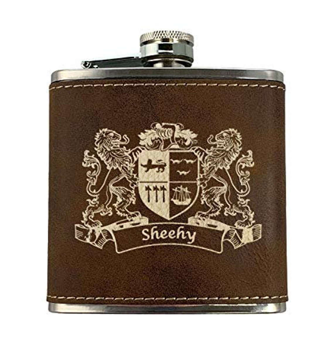 Sheehy Irish Coat of Arms Leather Flask Rustic Brown - Etsy