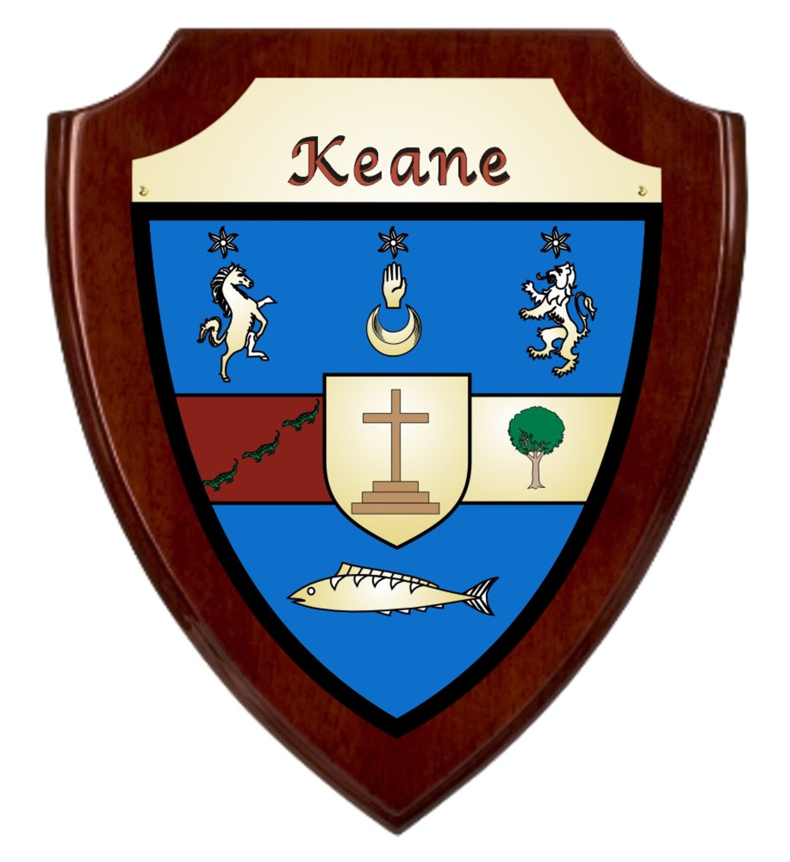 Keane Irish Coat of Arms Shield Plaque Rosewood Finish | Etsy
