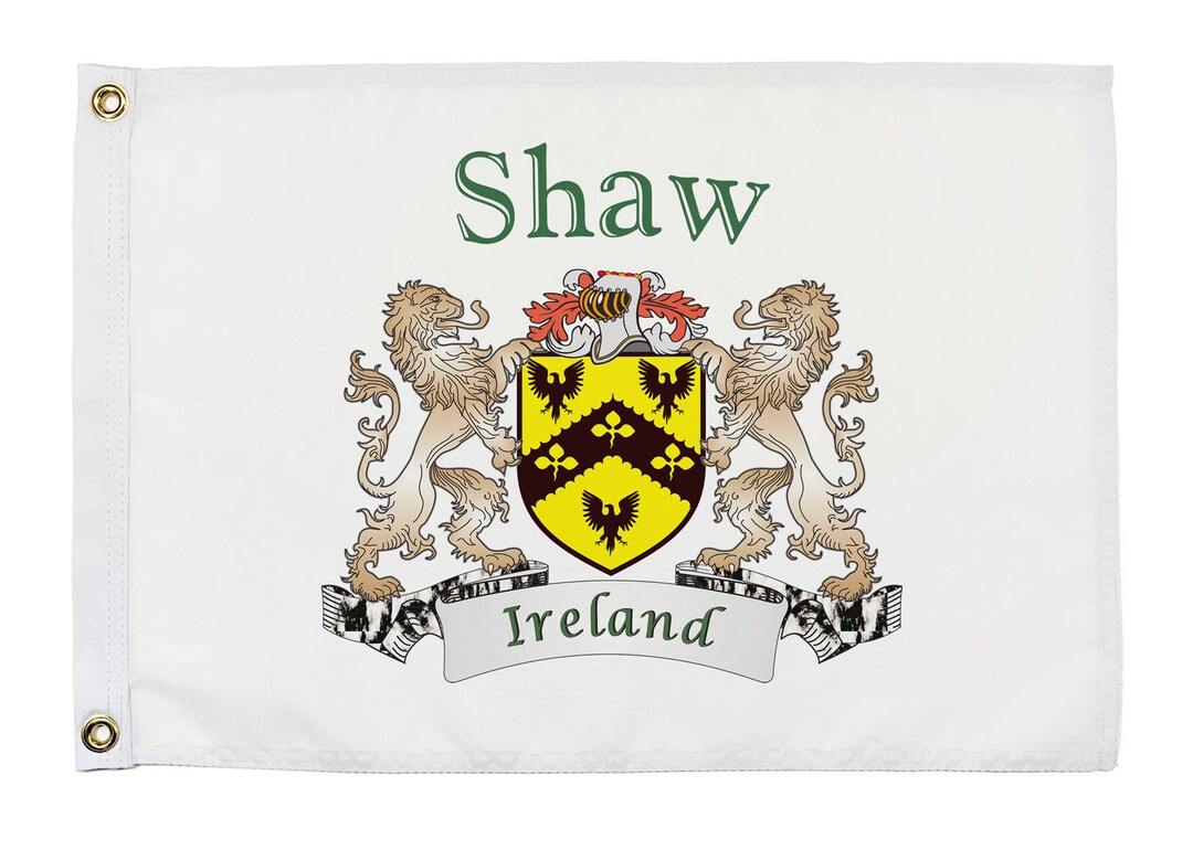 Shaw Irish Coat of Arms Small White Flag - 12"x18" Inches - Etsy