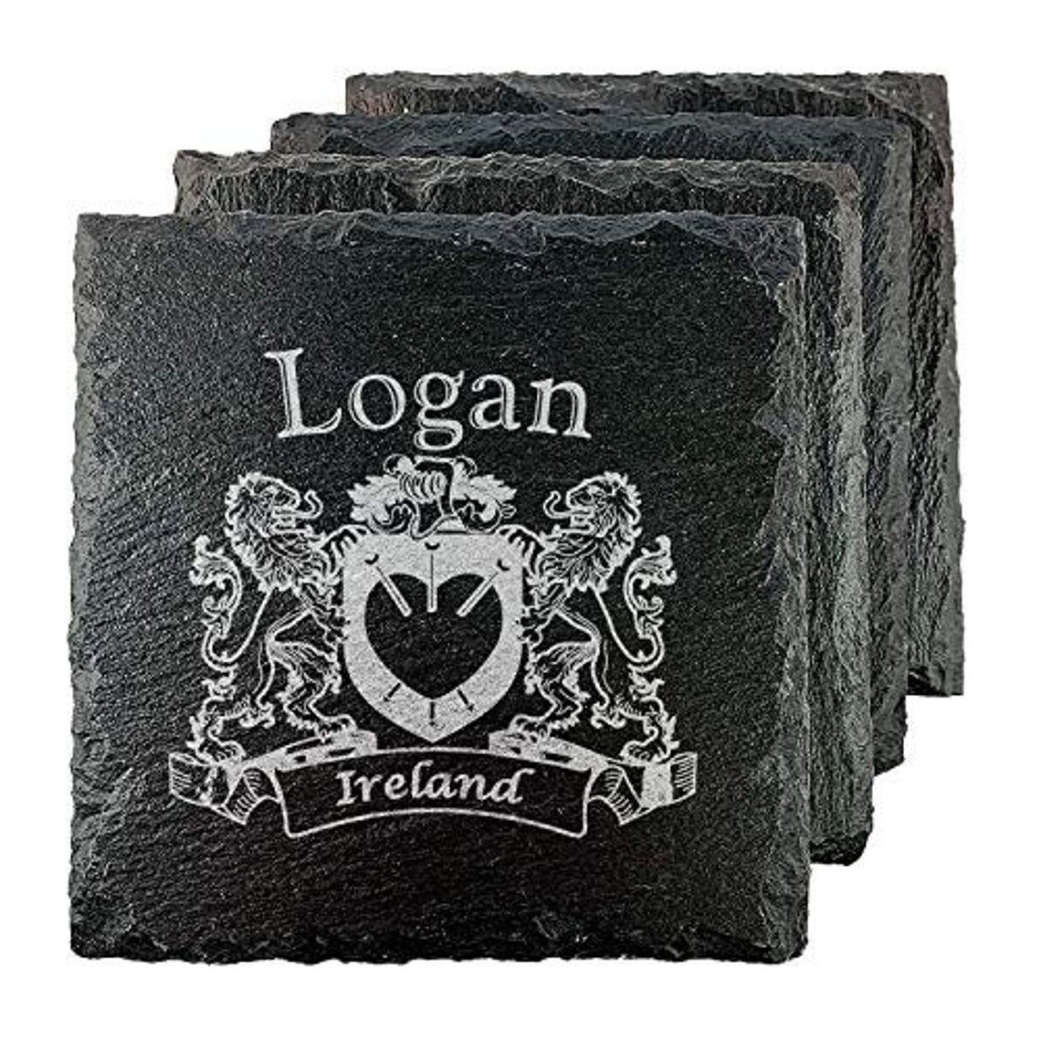 Logan Irish Coat of Arms Slate Coasters - Set of 4 - Etsy