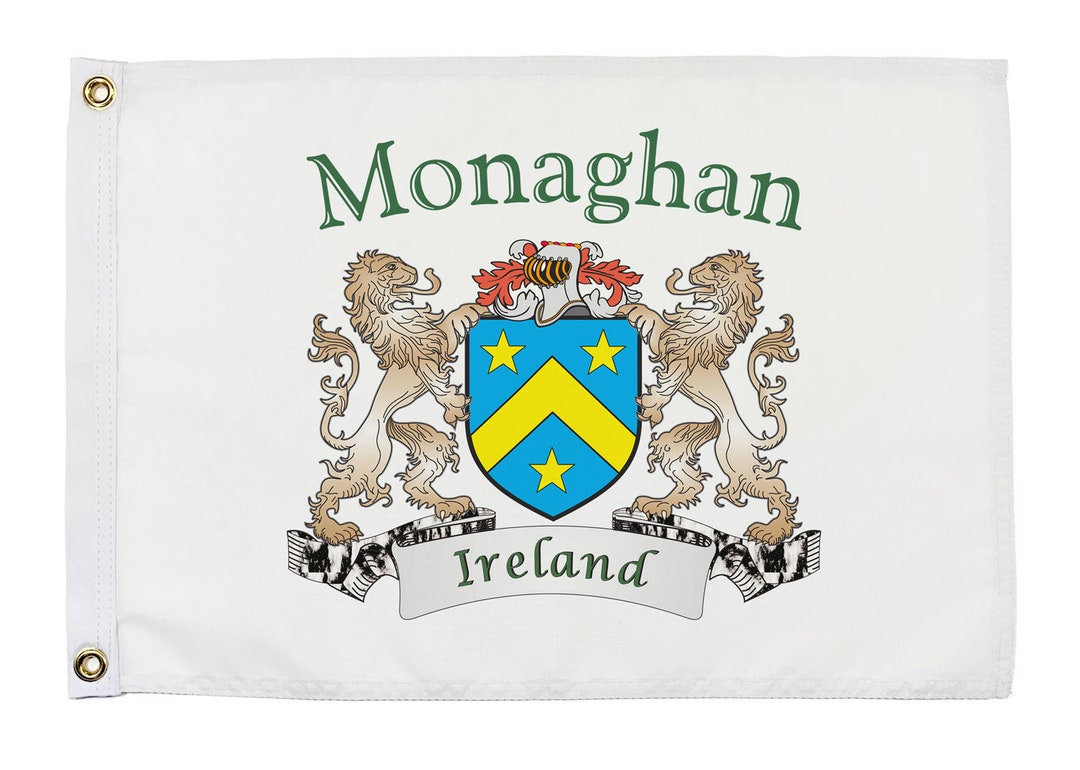 Monaghan Irish Coat of Arms Small White Flag - Etsy