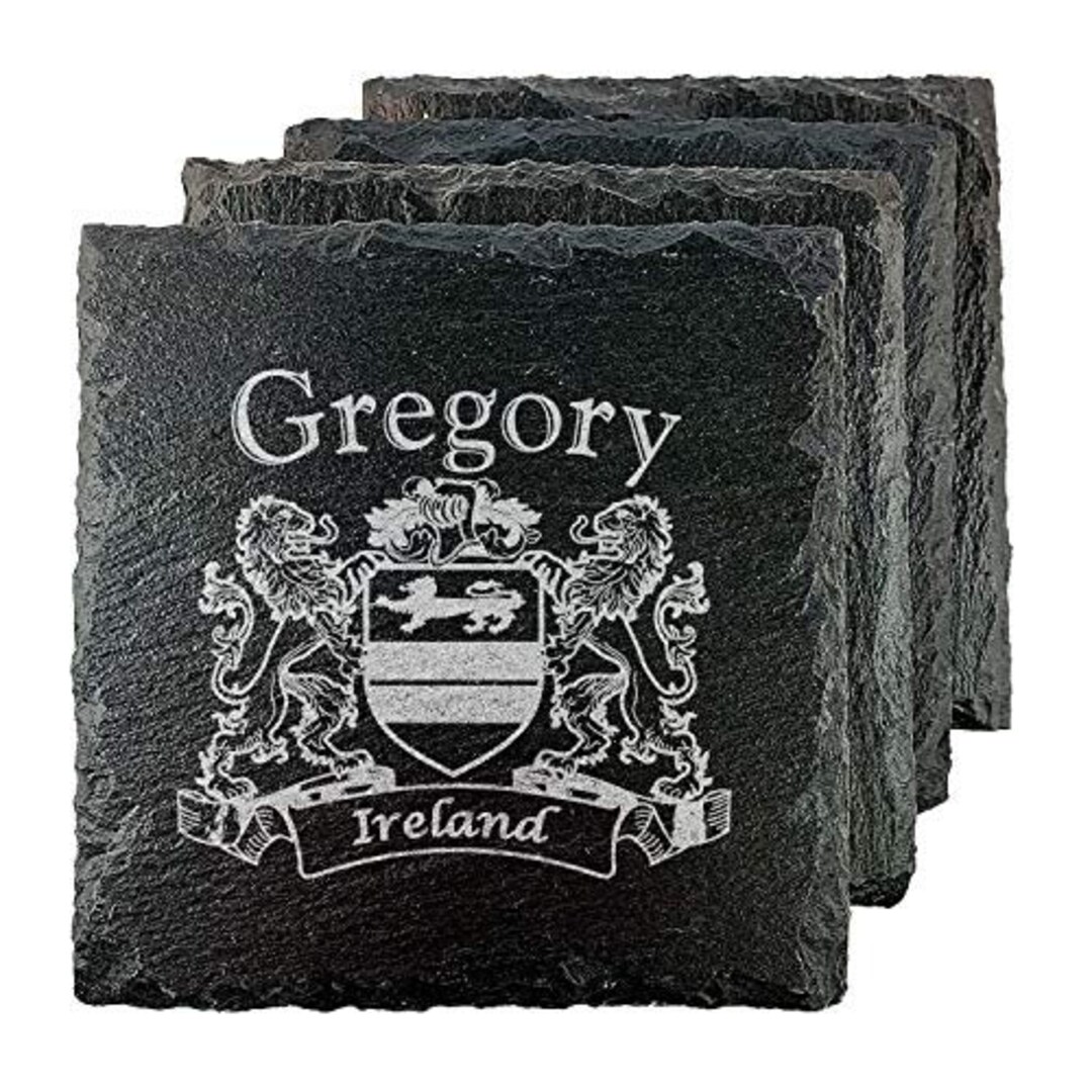 Gregory Irish Coat of Arms Slate Coasters Set of 4 - Etsy