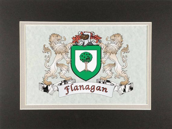 Flanagan Irish Coat of Arms Print Frameable 9 x | Etsy