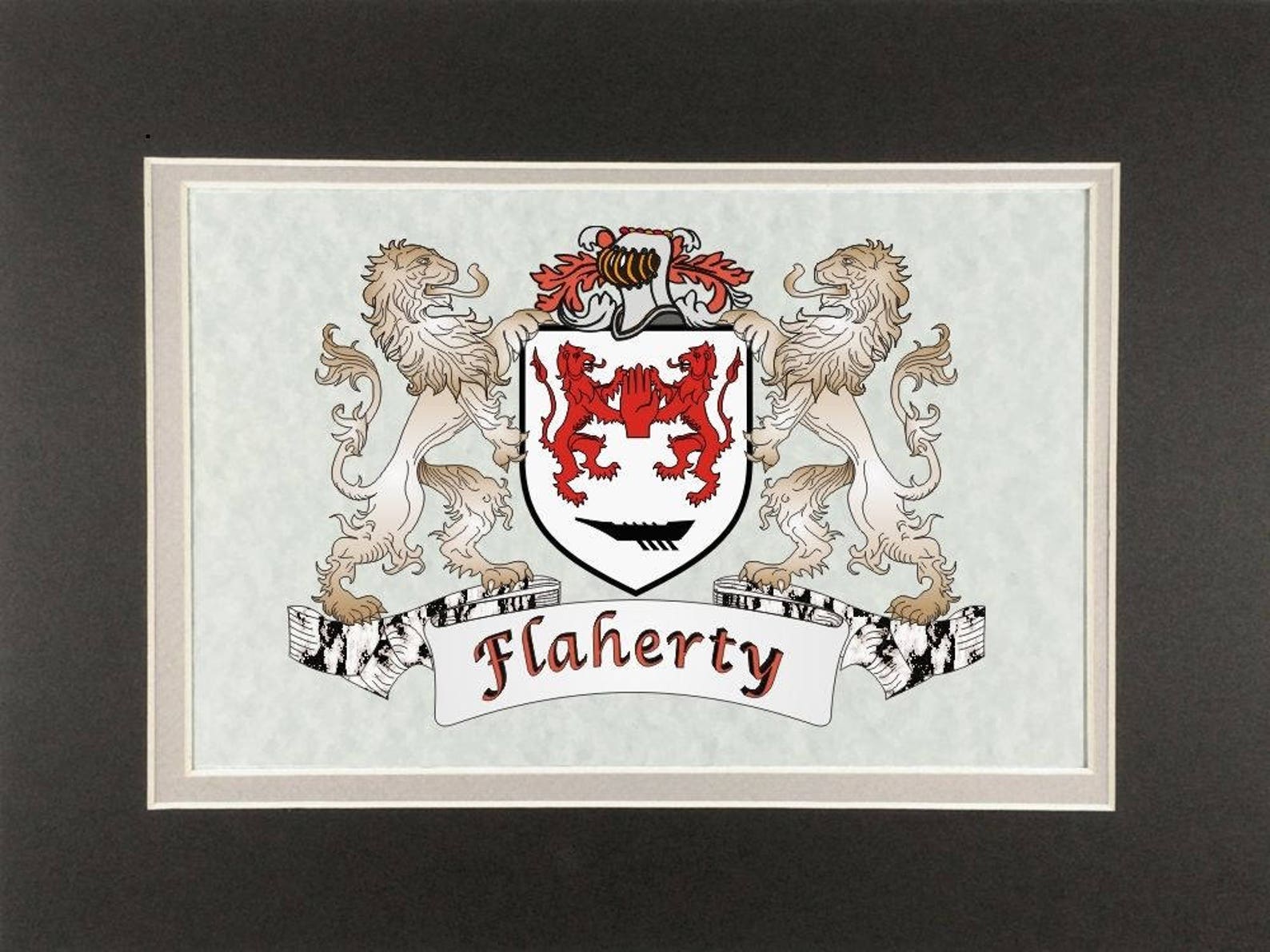 Flaherty Irish Coat of Arms Print Frameable 9 X - Etsy
