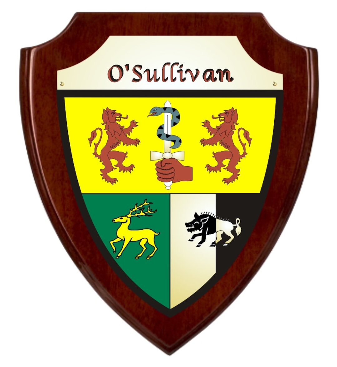 O'sullivan Irish Coat of Arms Shield Plaque Rosewood - Etsy
