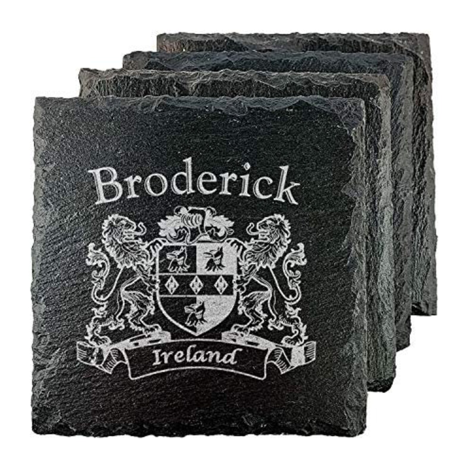 Broderick Irish Coat of Arms Slate Coasters Set of 4 - Etsy