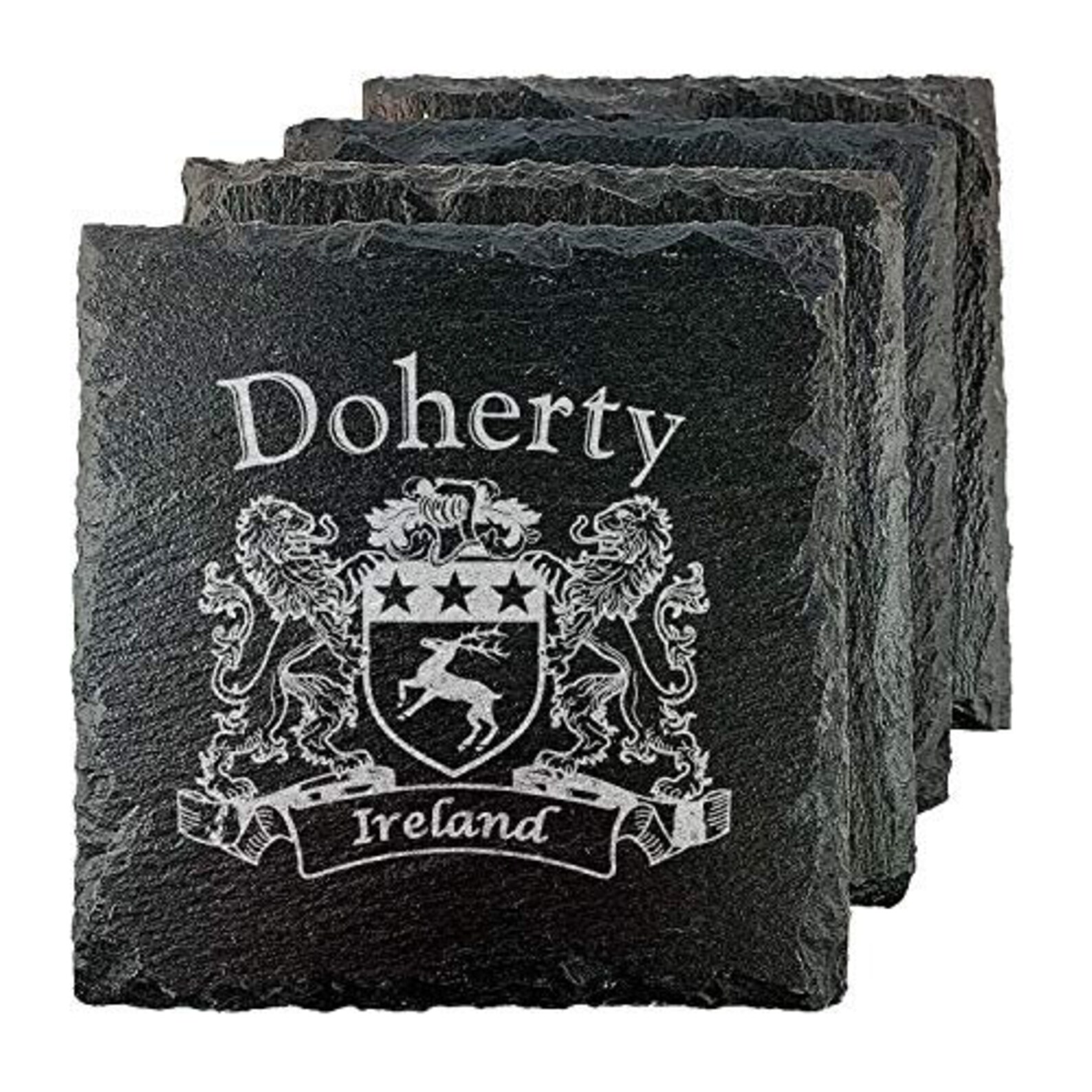Doherty Irish Coat of Arms Slate Coasters - Set of 4 - Etsy