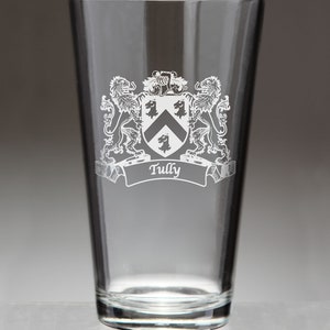 Tully + First Names Irish Coat of Arms Lions Pint Glasses (sand Etched ...