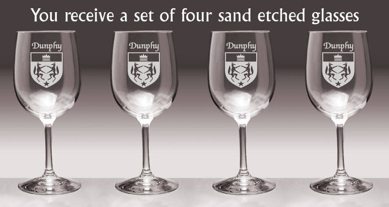 Dunphy Irish Coat of Arms Wine Glasses Set of 4 sand | Etsy