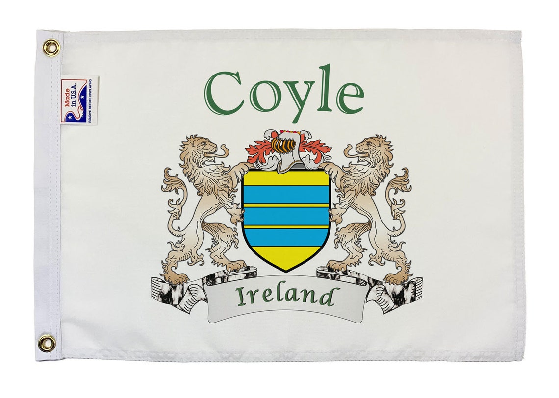 Coyle Irish Coat of Arms Small White Flag 12x18 | Etsy