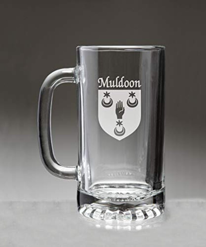 Muldoon Irish Coat of Arms Glass Beer Mug sand Etched - Etsy