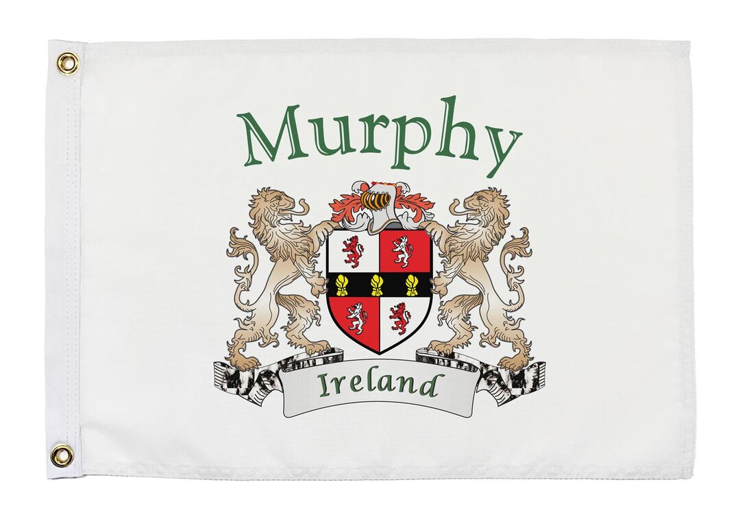 Murphy Irish Coat of Arms Small White Flag - 16"x10.5" Inches - Etsy