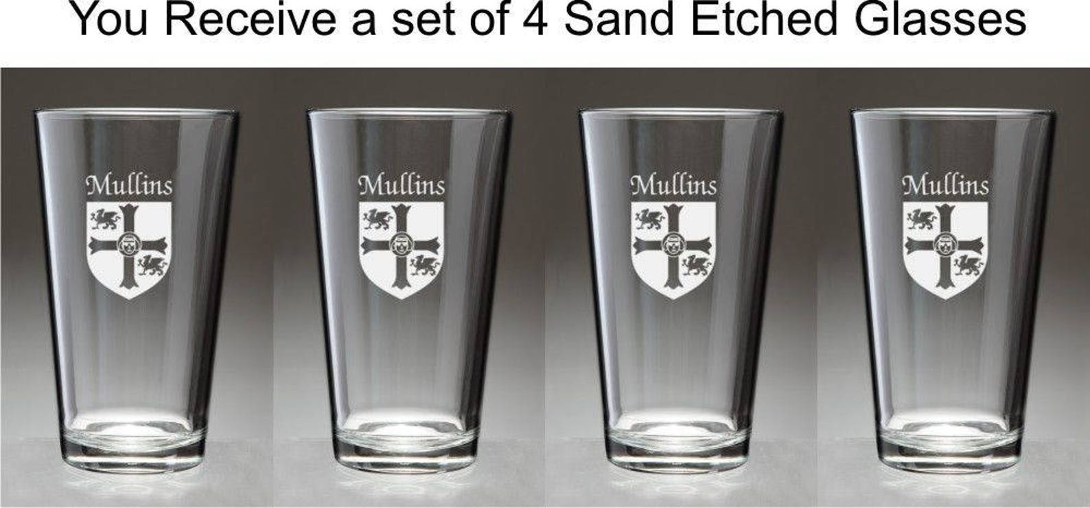 Mullins Irish Coat of Arms Pint Glasses Set of 4 sand - Etsy