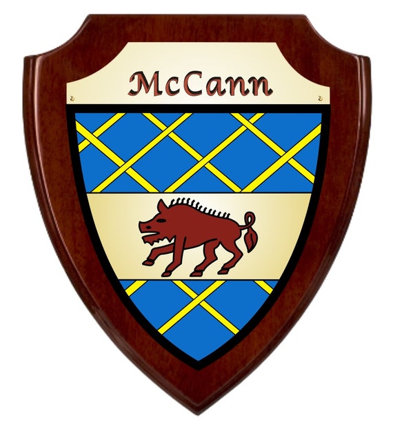 Mccann Irish Coat of Arms Shield Plaque Rosewood Finish - Etsy