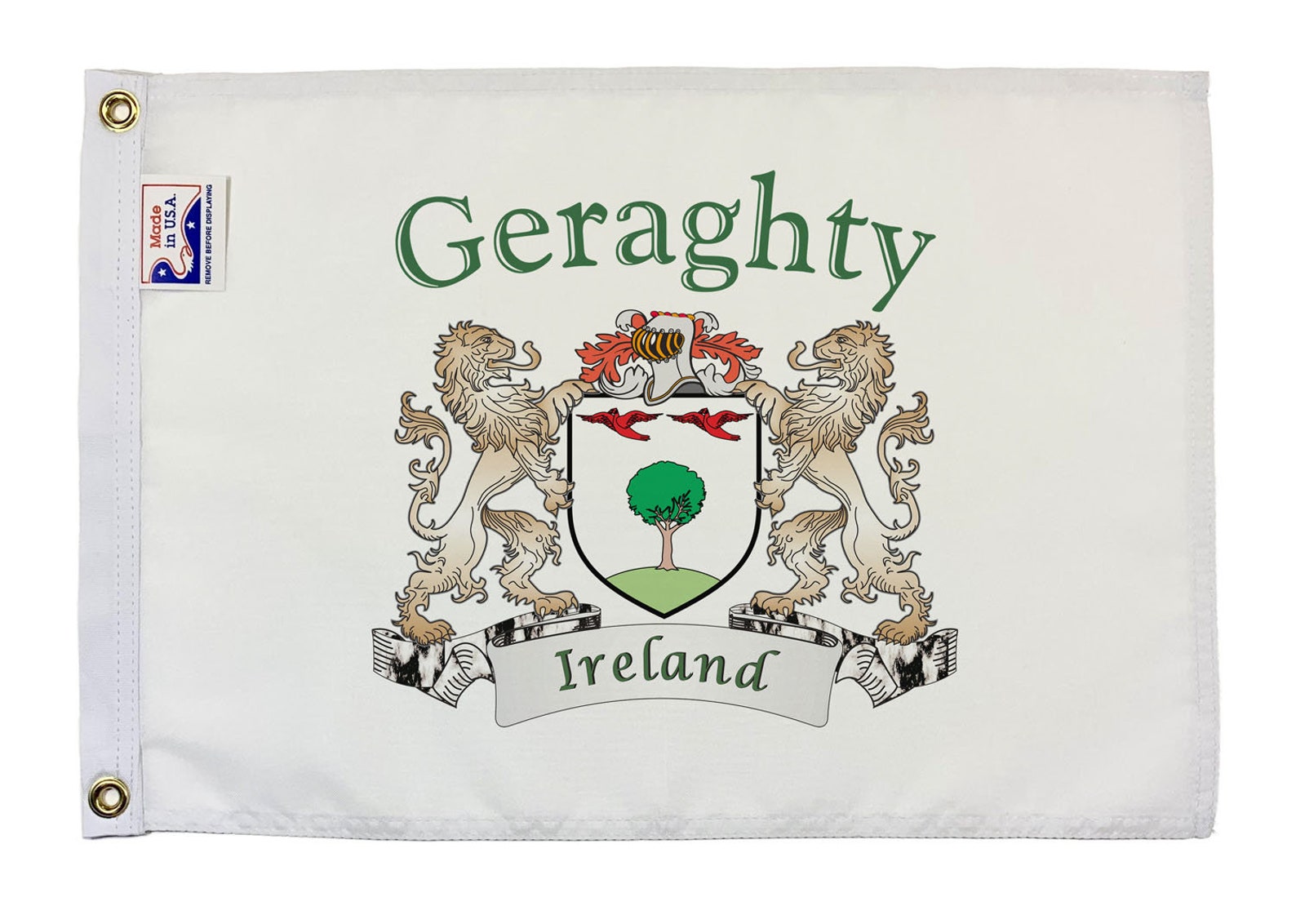 Geraghty Irish Coat of Arms Small White Flag | Etsy