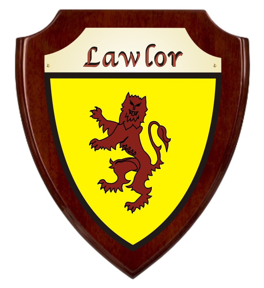 Lawlor Irish Coat of Arms Shield Plaque Rosewood Finish | Etsy