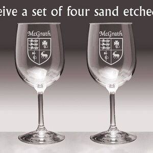 Mcgrath Irish Coat of Arms Wine Glasses - Set of 4 (sand Etched) - Etsy