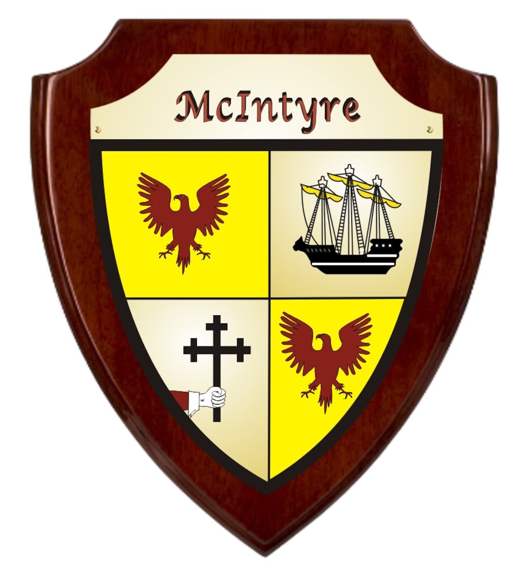 Mcintyre Irish Coat of Arms Shield Plaque Rosewood Finish - Etsy