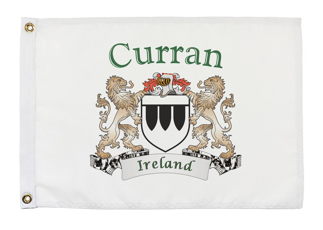 Curran Irish Coat of Arms Small White Flag 16x10.5 Inches - Etsy